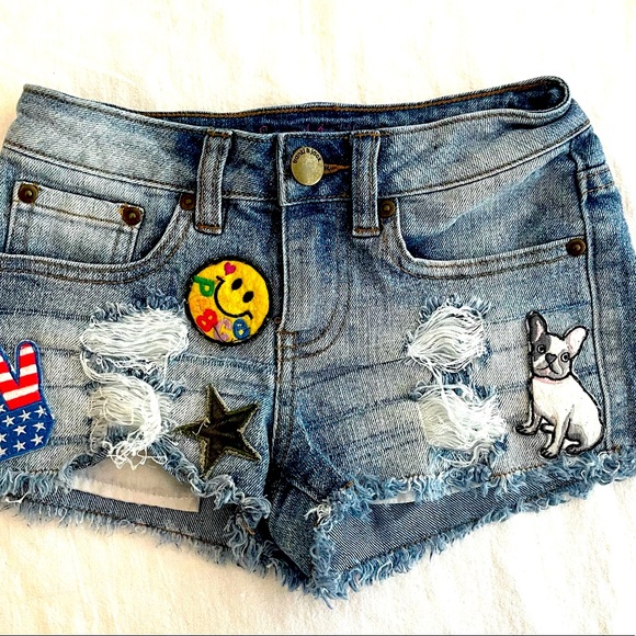 Tilly's | Bottoms | Tillys Girls Xs Funky Denim Patch Shorts | Poshmark